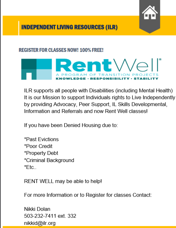Rent Well Classes Starting